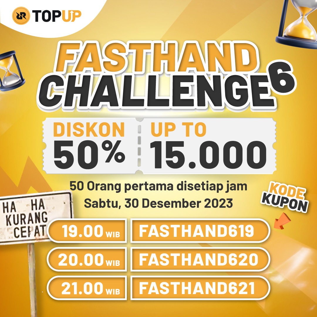 Fasthand Challenge RRQ Topup Ke-6 Bagikan Kode Voucher Diskon 50%