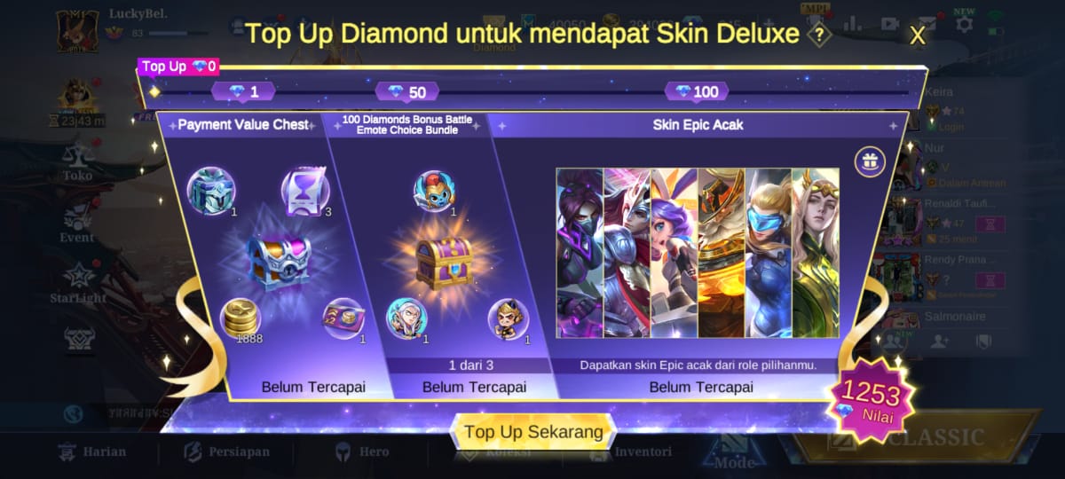 Event Hadiah Top Up Pertama Mobile Legends Telah Direset!